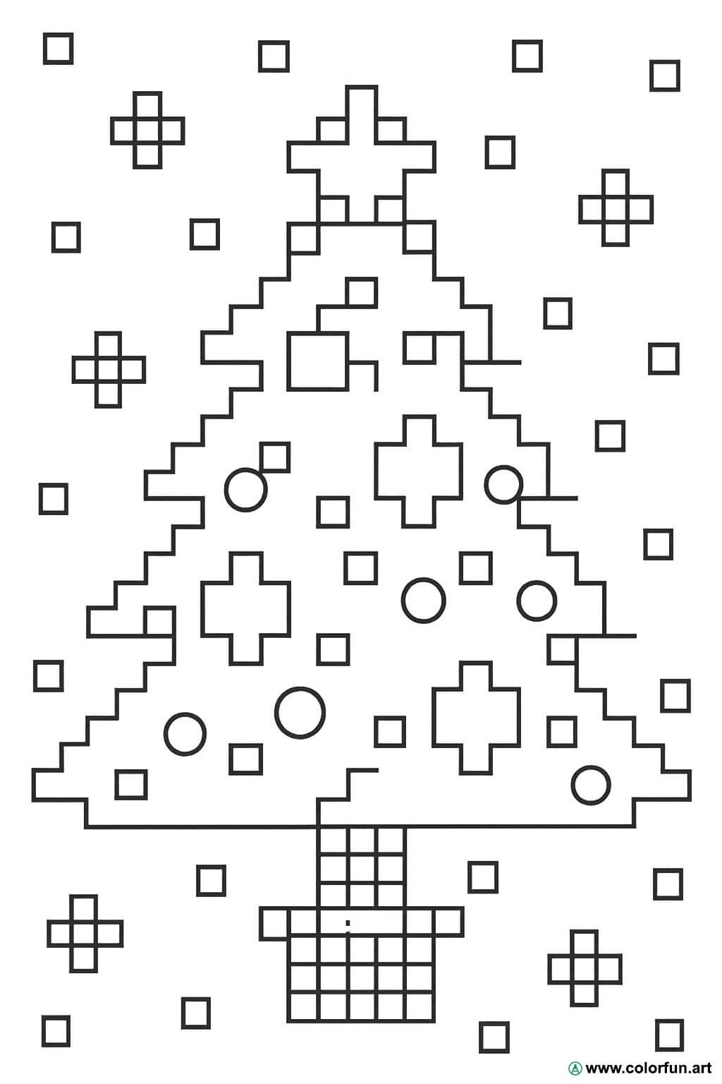 Coloriage de pixel art pour Noël à Télécharger ou à Imprimer gratuitement