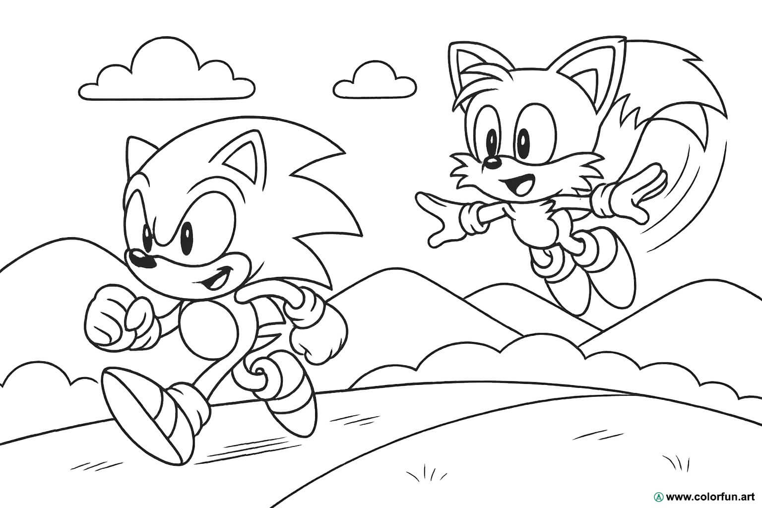 Sonic and Tails coloring page Download or Print for free