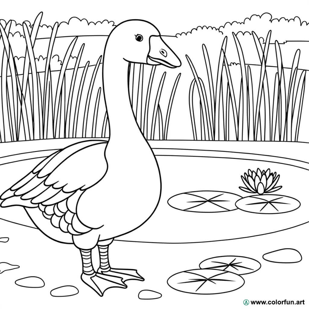 Realistic goose coloring page Download or Print for free