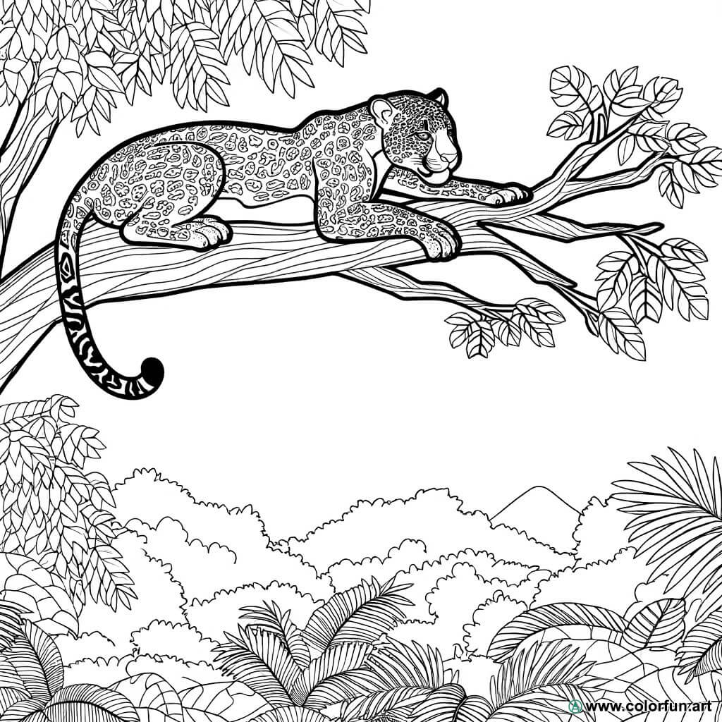 Realistic jungle animal coloring page Download or Print for free