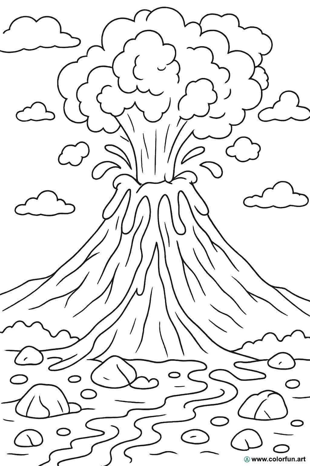 Dibujo para colorear de un volcán realista Descargar o Imprimir de ...