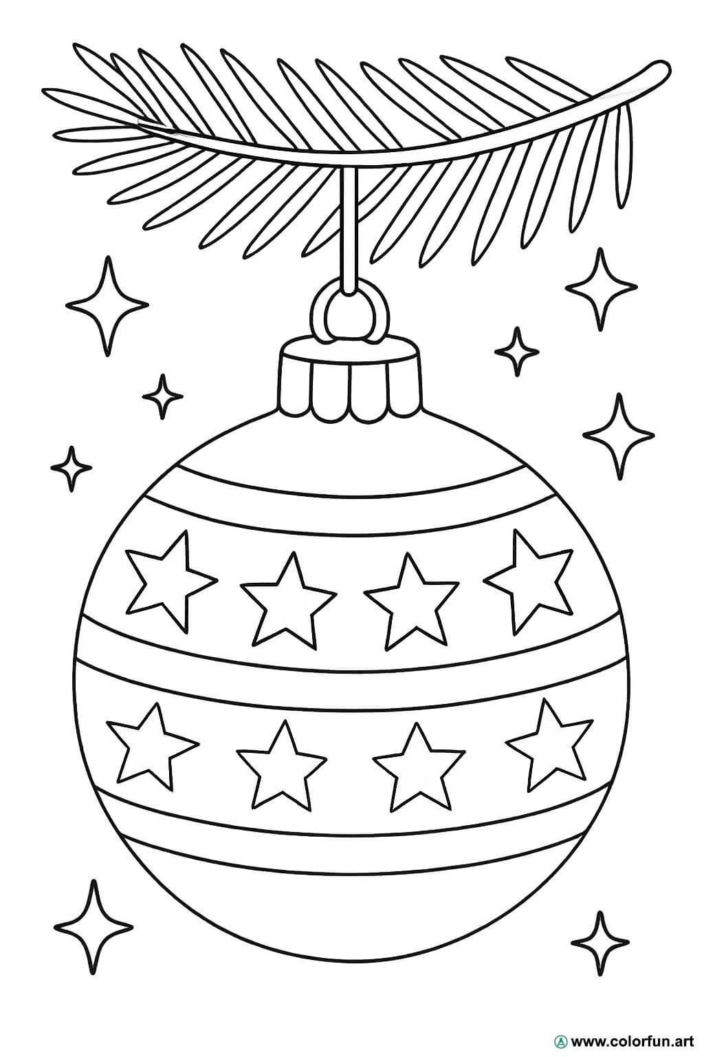Dibujo para colorear de bola de Navidad brillante Descargar o Imprimir de forma gratuita