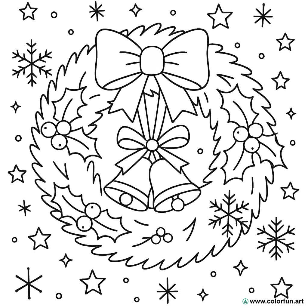 Dibujo para colorear de corona de Navidad festiva Descargar o Imprimir ...