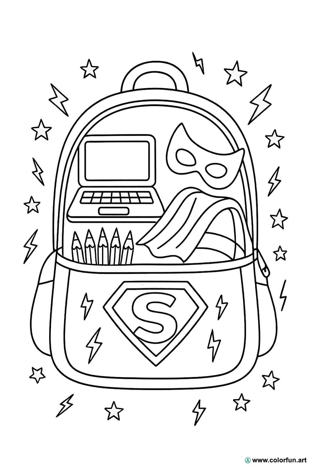 Coloriage du cartable de super-héros à Télécharger ou à Imprimer ...