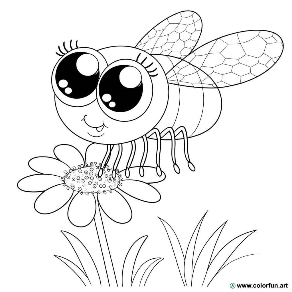 Cute fly coloring page Download or Print for free