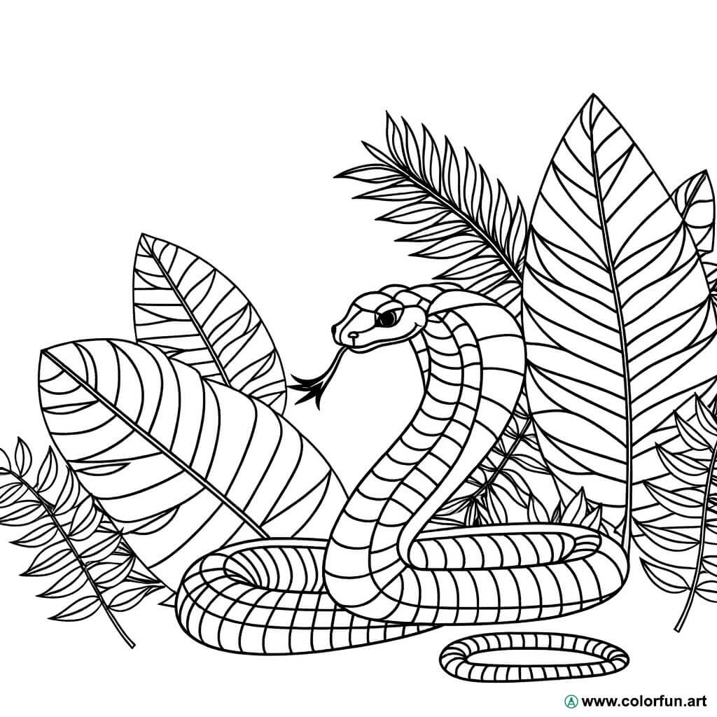 Cobra coloring page in the jungle Download or Print for free