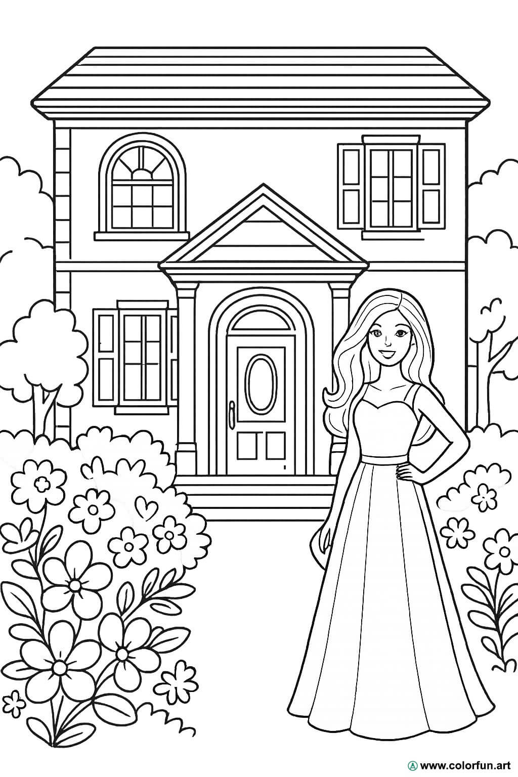 Coloriage de la maison de Barbie à Télécharger ou à Imprimer gratuitement
