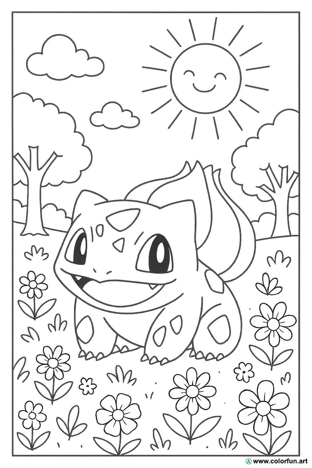 Coloriage de Bulbizarre dans la nature à Télécharger ou à Imprimer ...