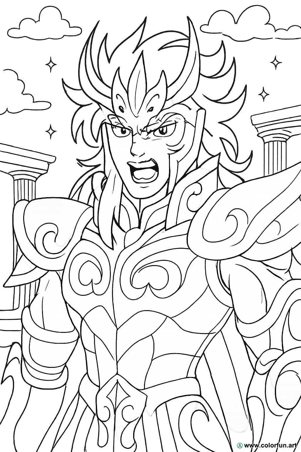 Coloring page of the villains from Saint Seiya Download or Print for free