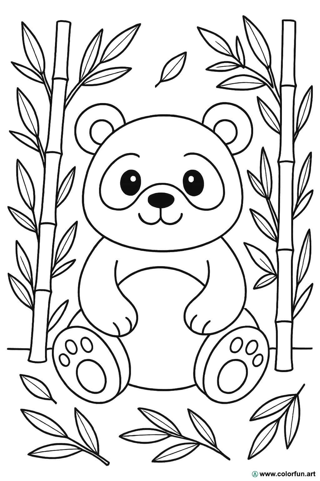Panda coloring page with bamboo Download or Print for free