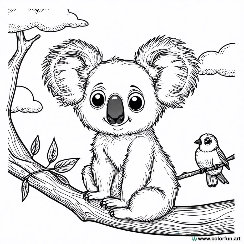 Coloriage simple du koala à Télécharger ou à Imprimer gratuitement