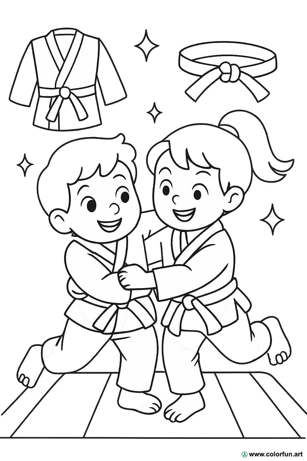 Judo coloring page for beginners Download or Print for free