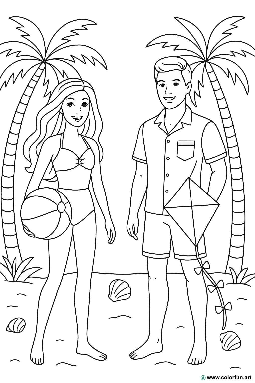 Barbie and Ken coloring page Download or Print for free