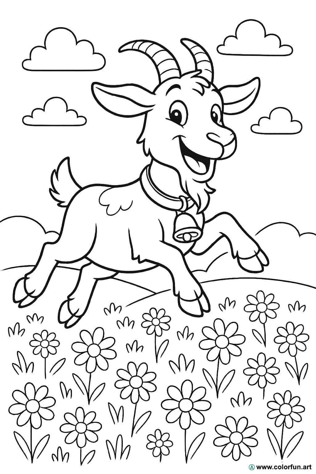 Disegno da colorare della capra felice Scarica o Stampa gratuitamente