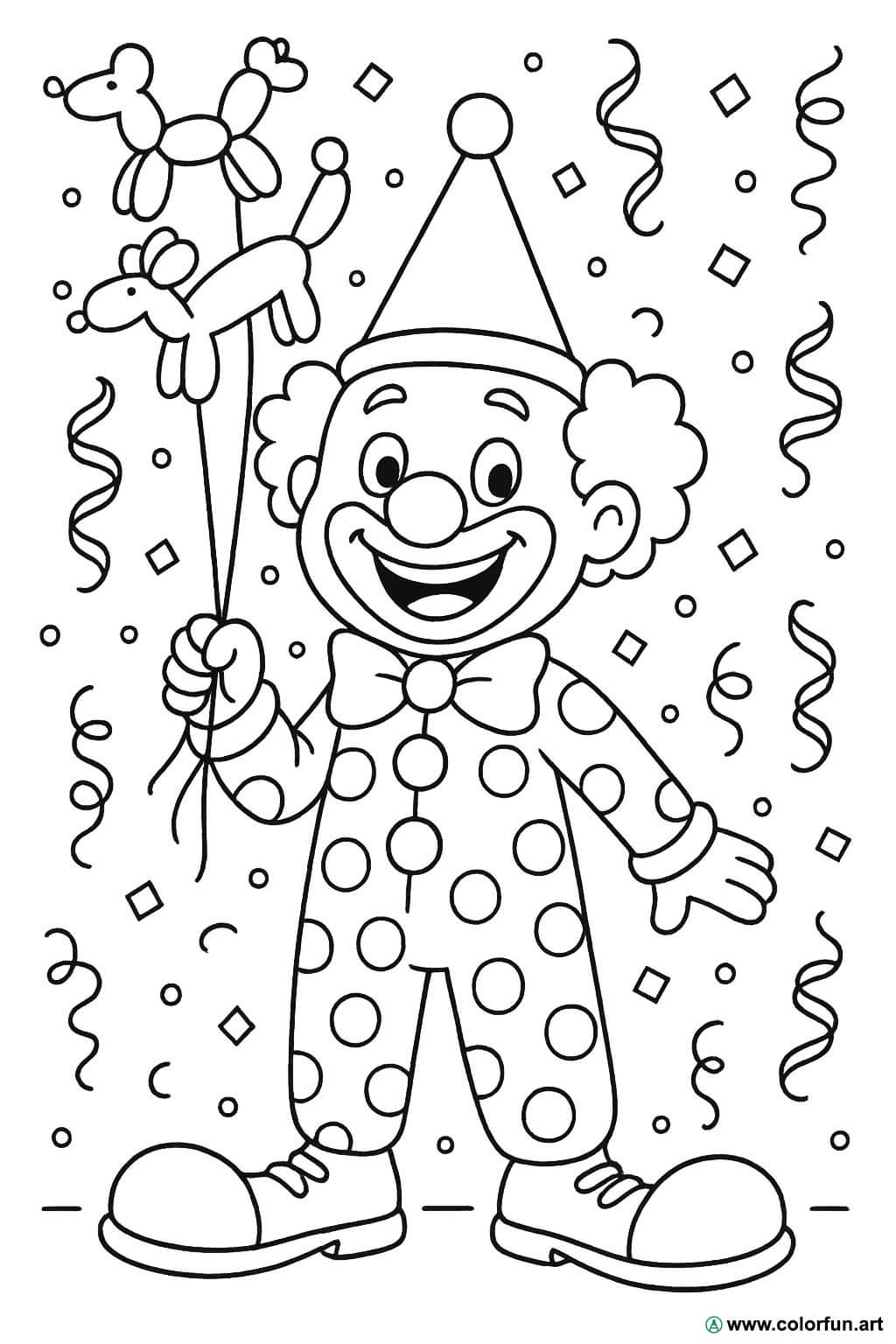 Dibujo para colorear de un payaso en fiesta Descargar o Imprimir de ...