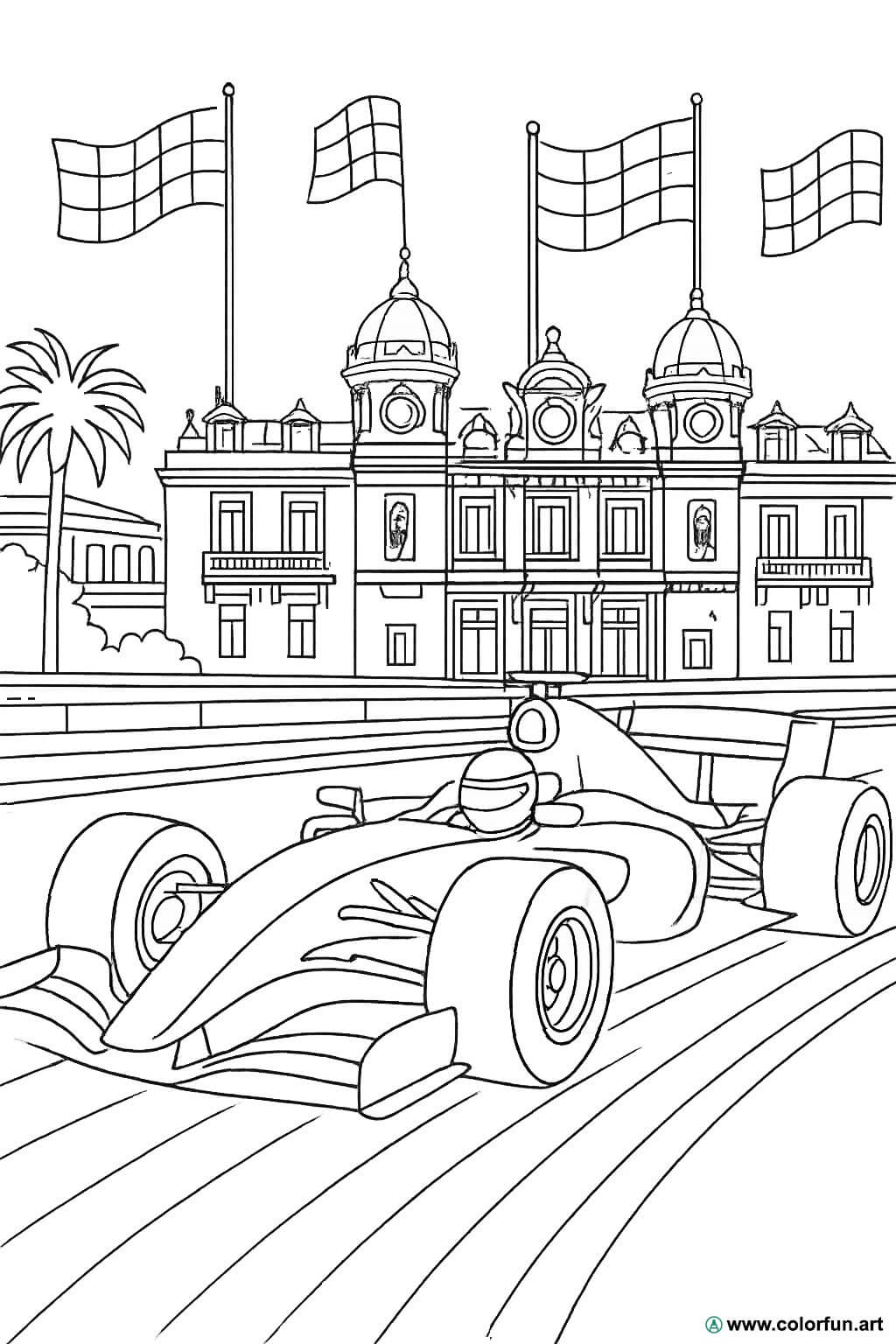 Disegno da colorare della formula 1 sul circuito di Monaco Scarica o ...
