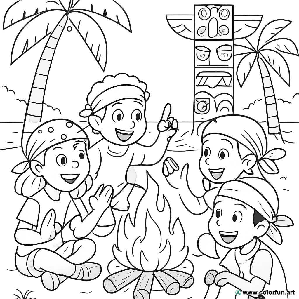 Koh Lanta game strategies coloring page Download or Print for free