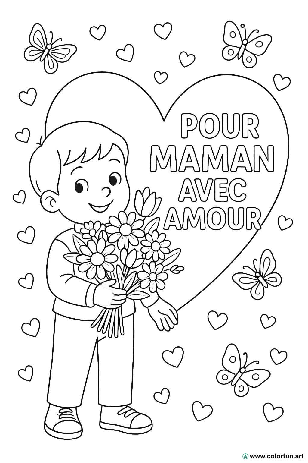 Ausmalbild für Mama mit Liebe Kostenloser Download oder Ausdruck verfügbar.