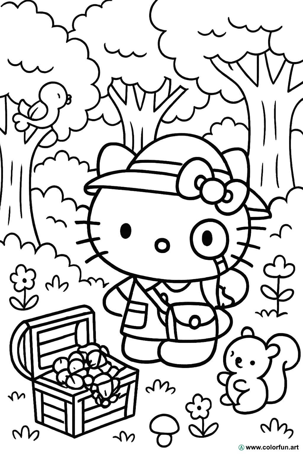 Planșă de colorat cu Hello Kitty și aventurile ei Descărcați sau ...