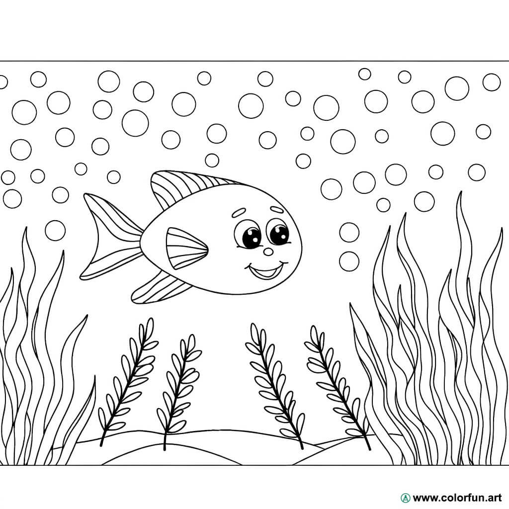 Coloriage d'un poisson en mer à Télécharger ou à Imprimer gratuitement