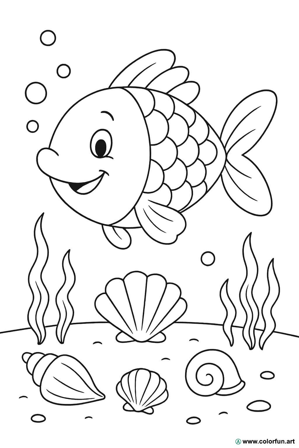 Fish and shellfish coloring page Download or Print for free