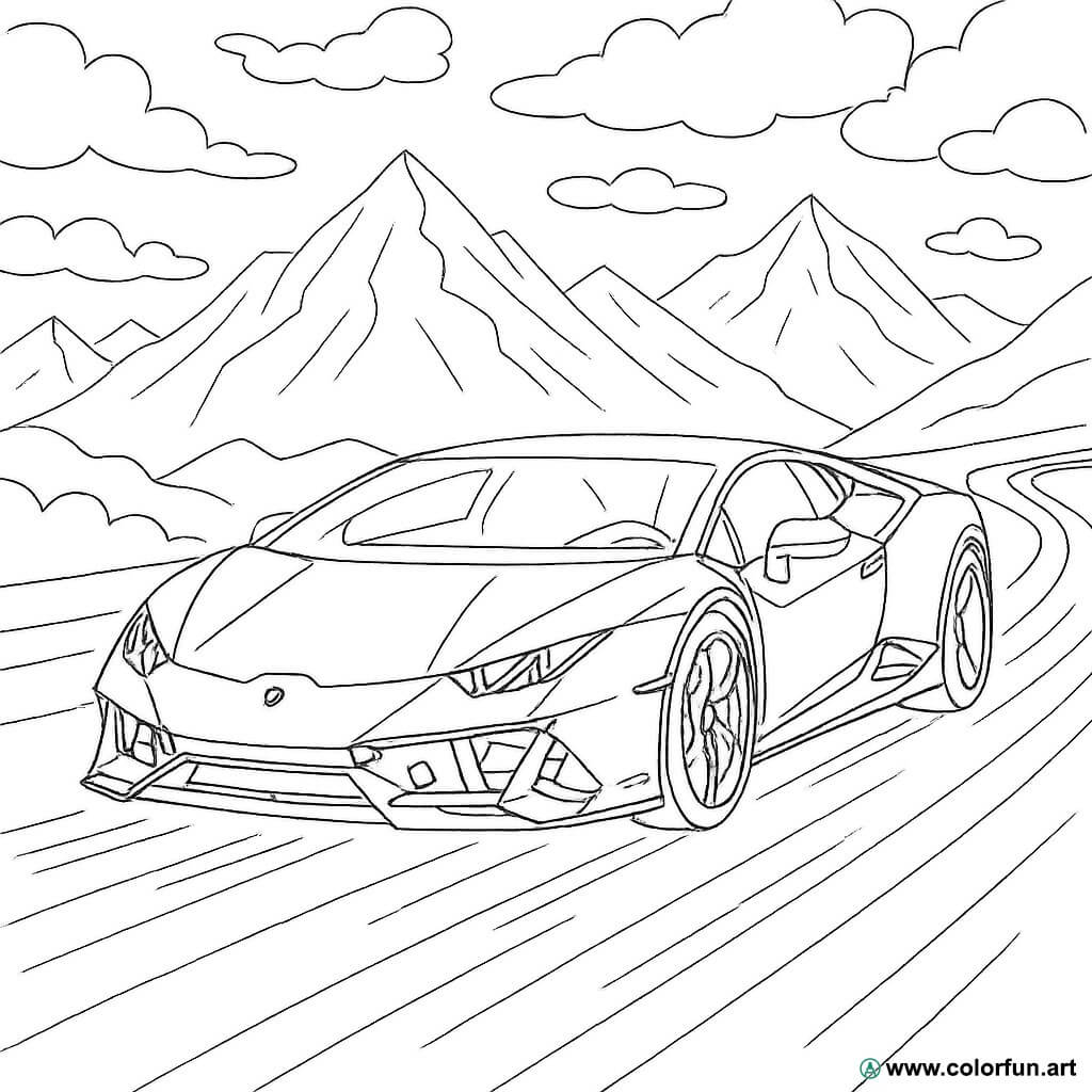 Lamborghini coloring page in action Download or Print for free
