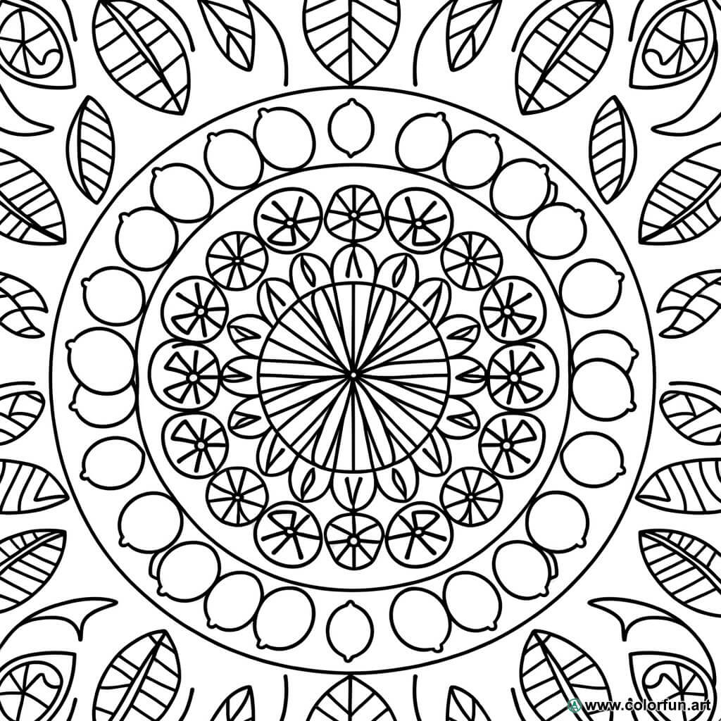 Coloriage de citron en mandala à Télécharger ou à Imprimer gratuitement