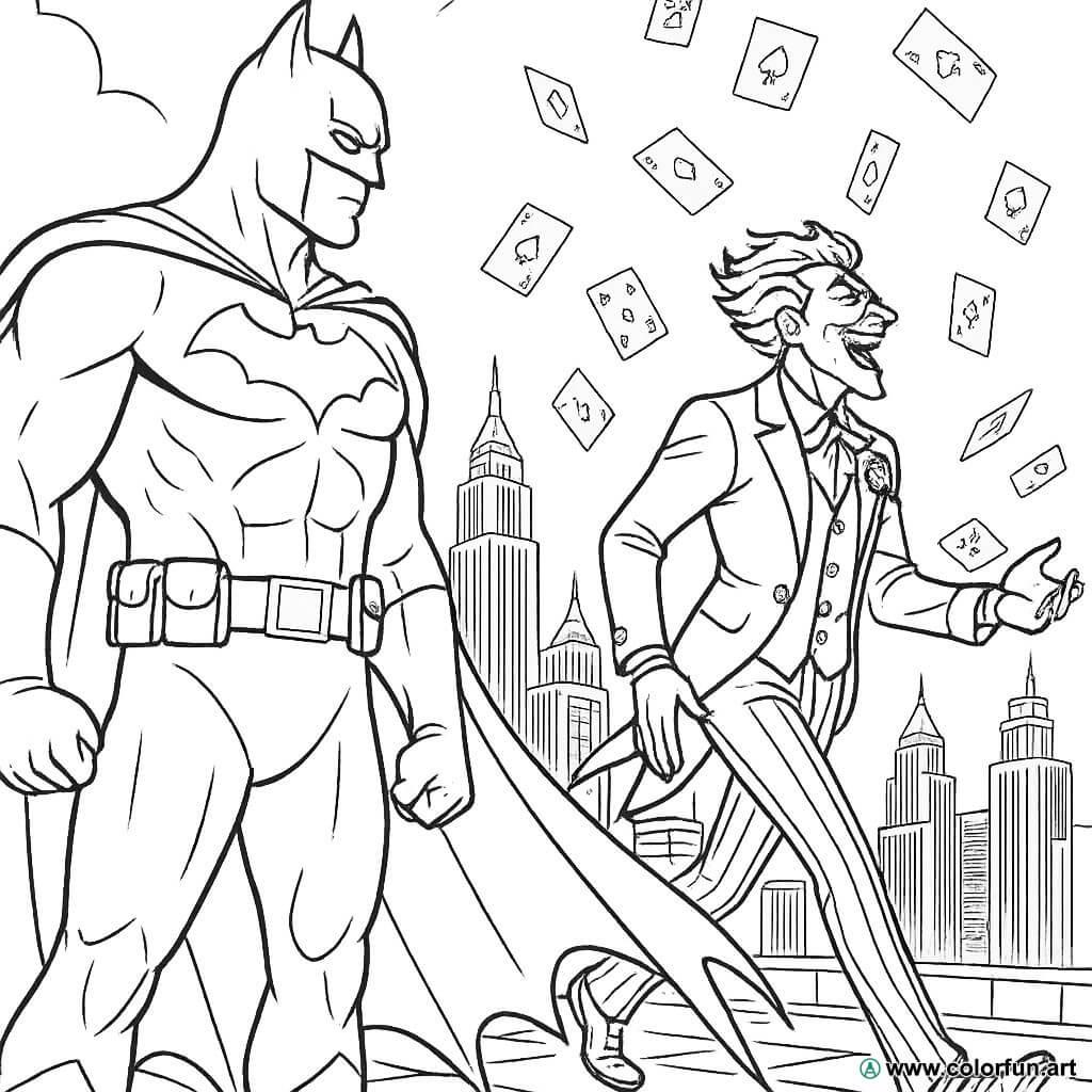 Coloriage du Batman contre le Joker à Télécharger ou à Imprimer ...