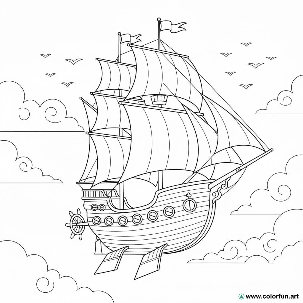 Disegno da colorare di una barca volante Scarica o Stampa gratuitamente