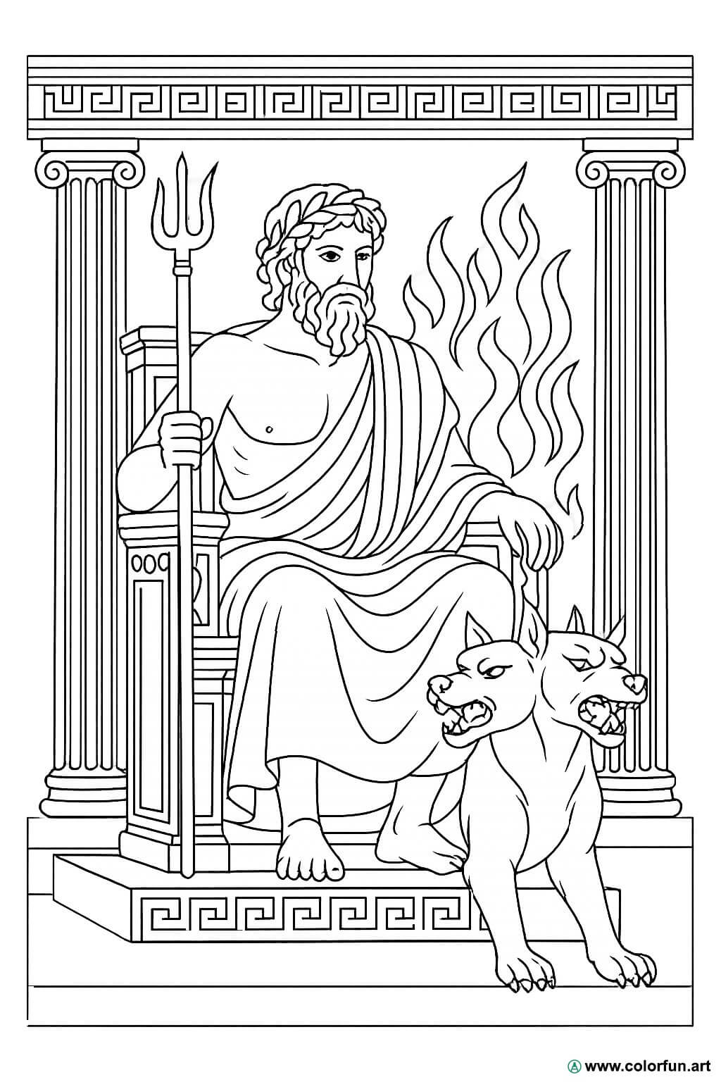 Coloring page of the Greek god Hades Download or Print for free