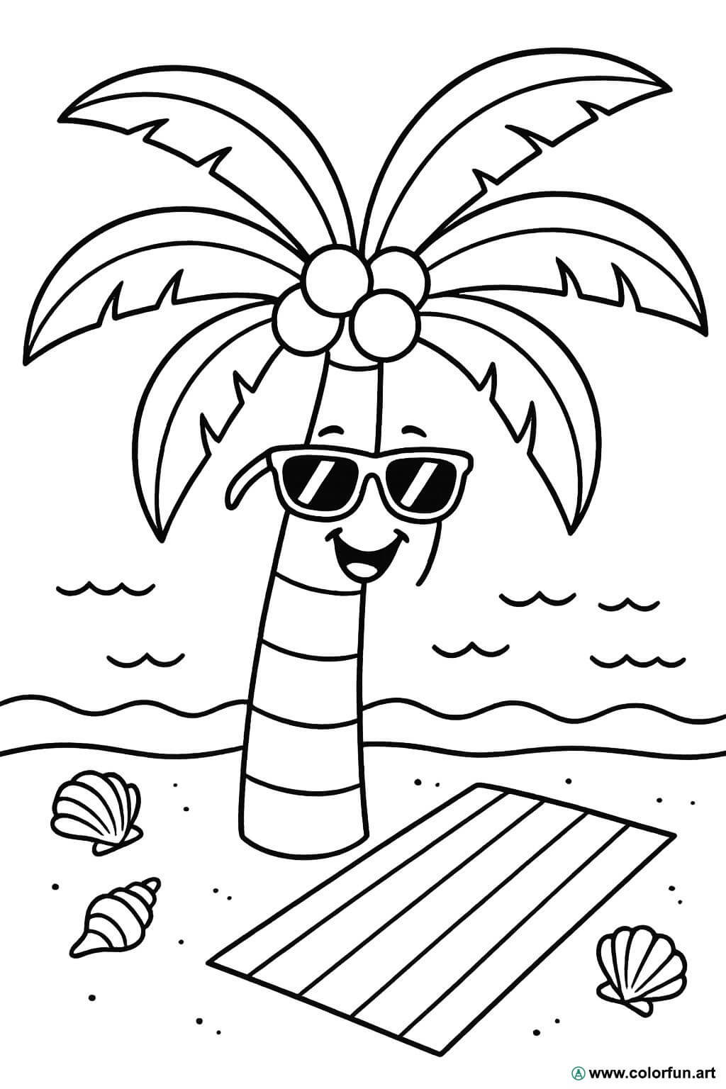 Dibujo para colorear de palmera para las vacaciones de verano Descargar ...