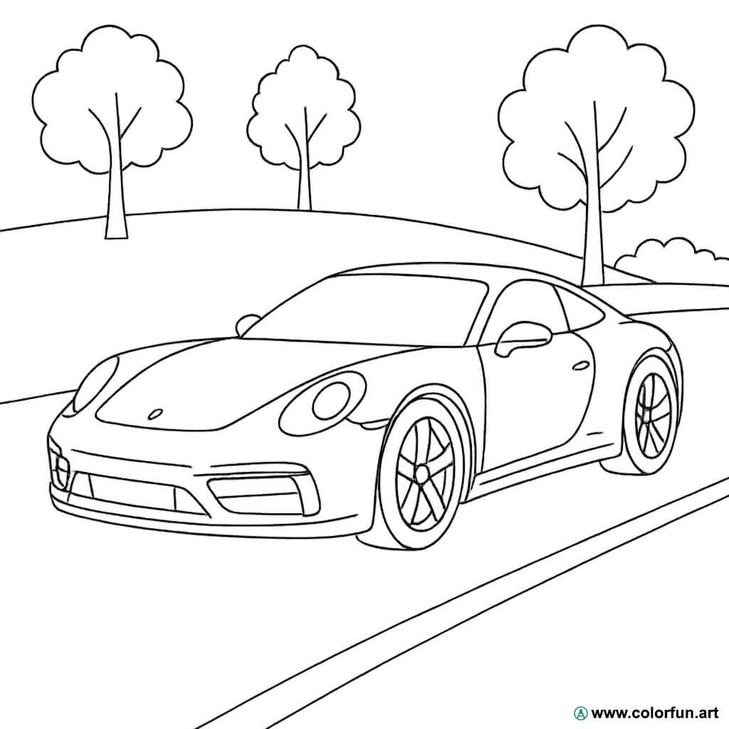 3D car coloring page Download or Print for free