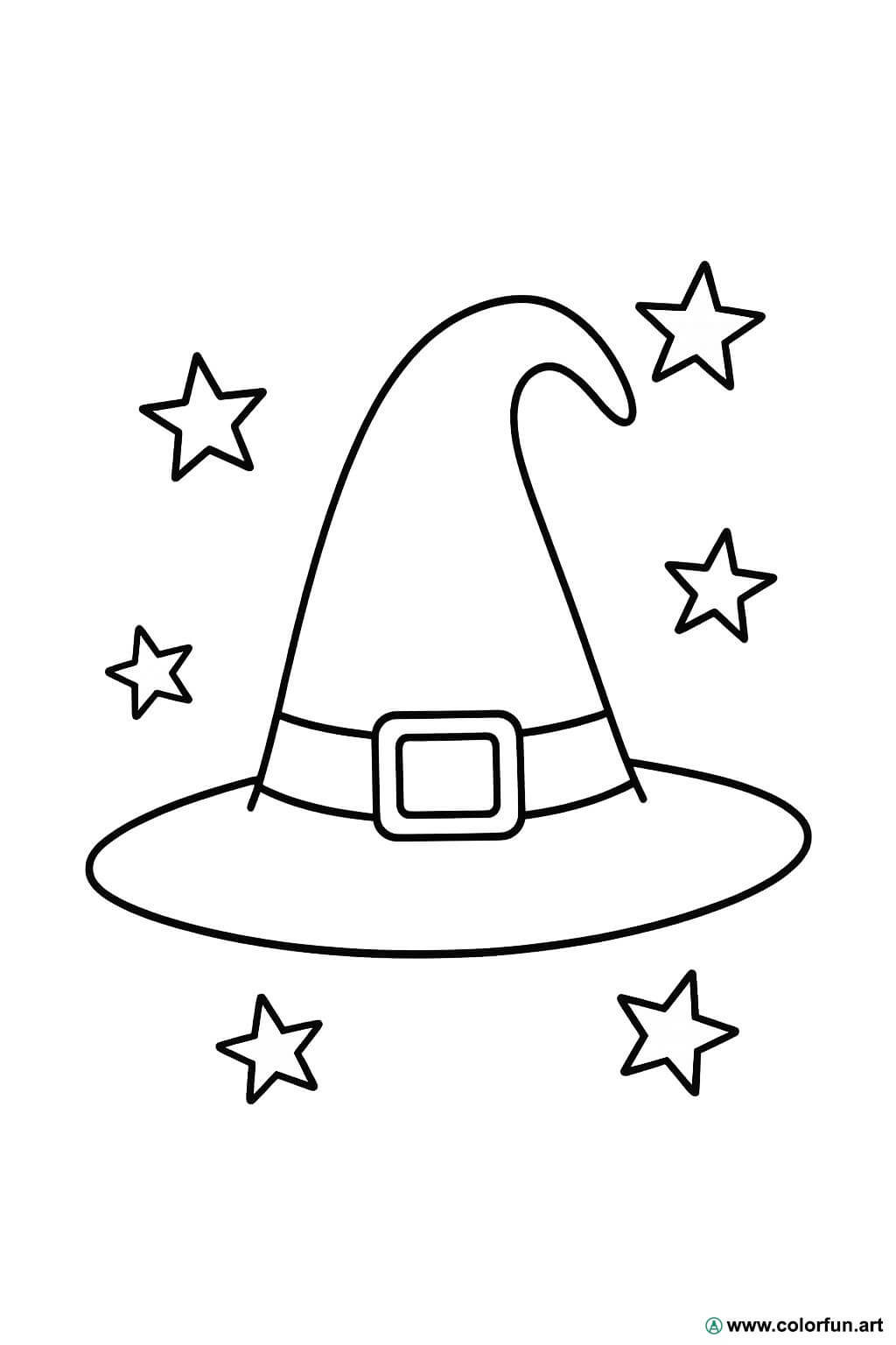 Coloriage d'Halloween : chapeau de sorcière simple à Télécharger ou à ...