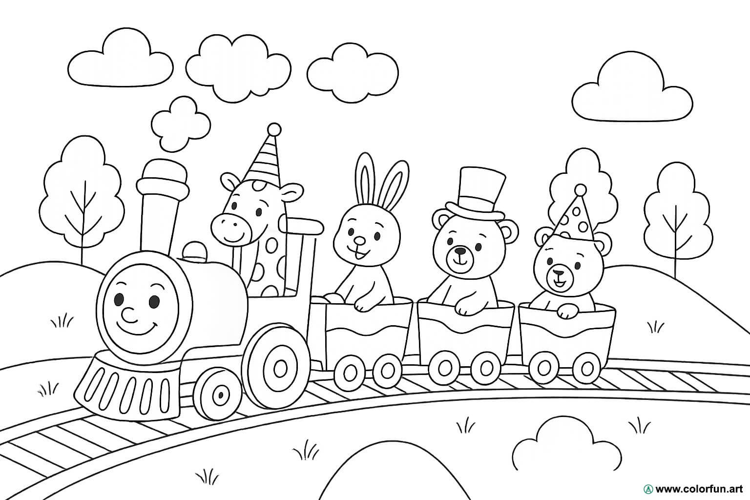 Fun train coloring page Download or Print for free