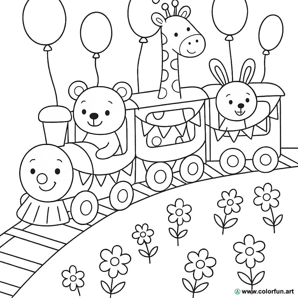 Dibujo para colorear del tren de fiesta Descargar o Imprimir de forma ...