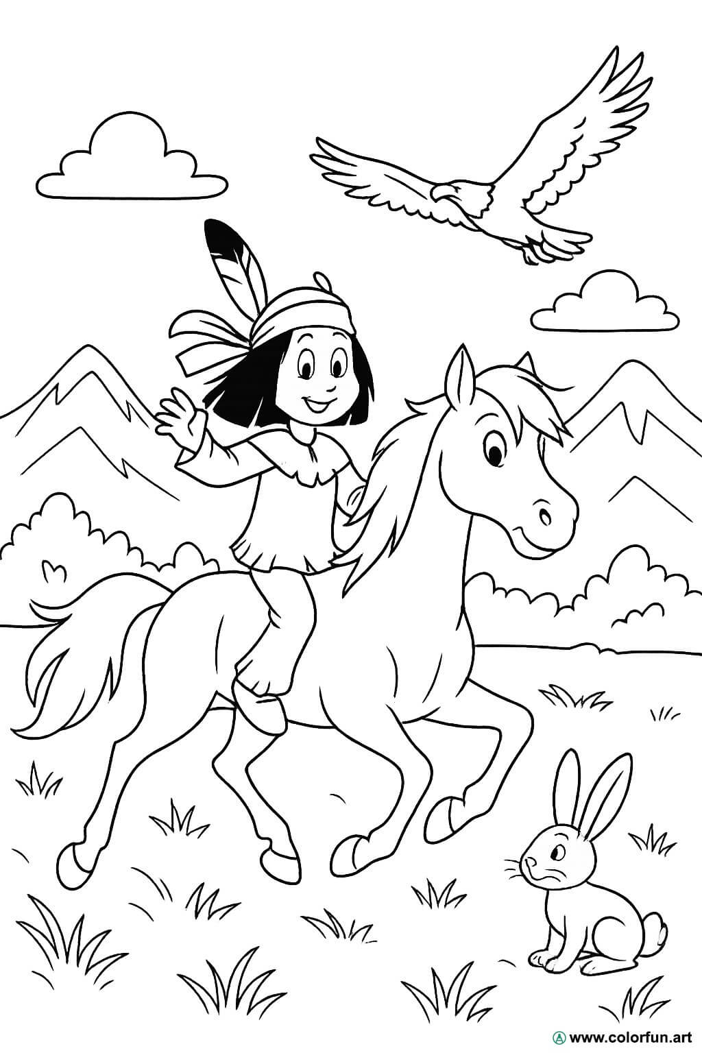 Coloriage de Yakari et ses aventures à Télécharger ou à Imprimer ...