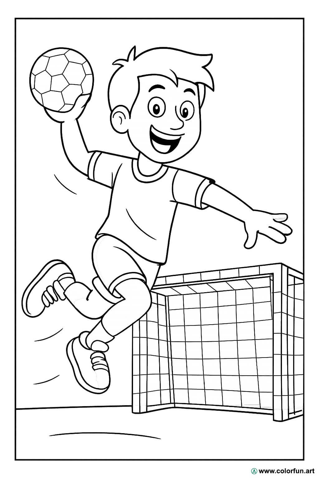 Cartoon handball coloring page Download or Print for free