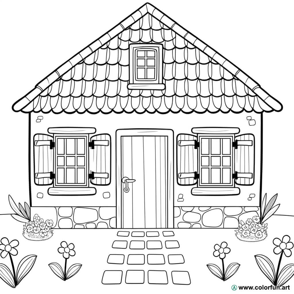 Coloriage d'une maison mignonne à Télécharger ou à Imprimer gratuitement