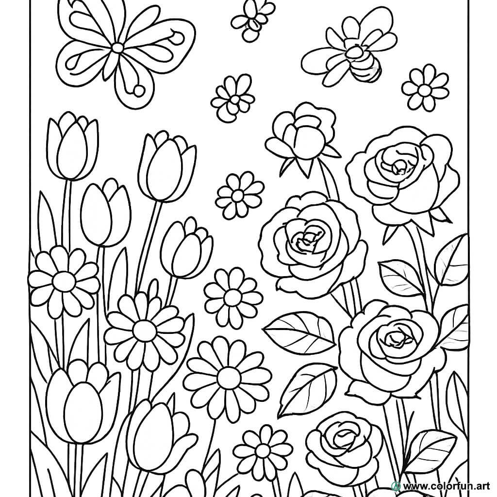 Coloriage de fleurs de jardin à Télécharger ou à Imprimer gratuitement
