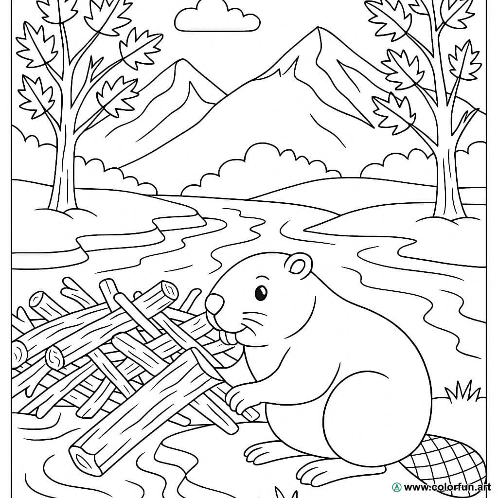 Dibujo para colorear de la naturaleza de Canadá Descargar o Imprimir de forma gratuita
