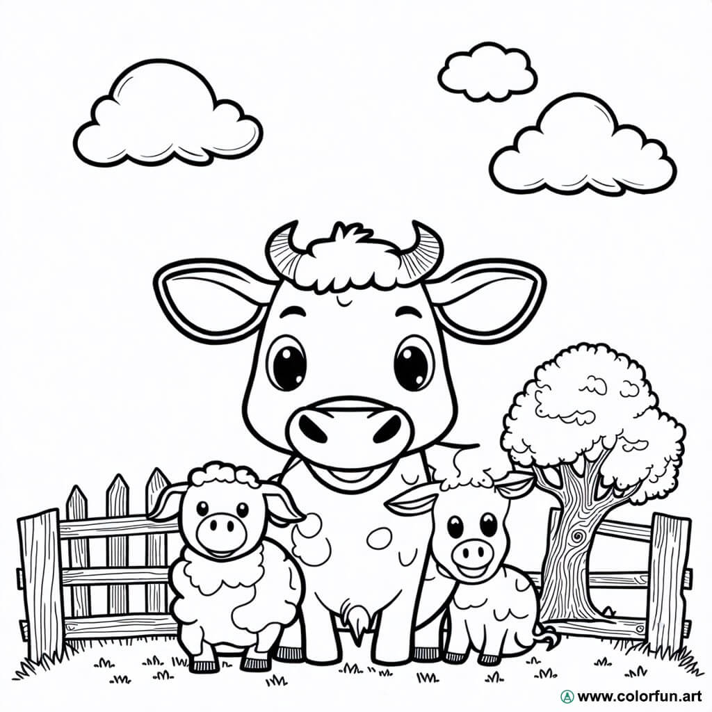 Dibujo para colorear de animales de la granja para los pequeños ...