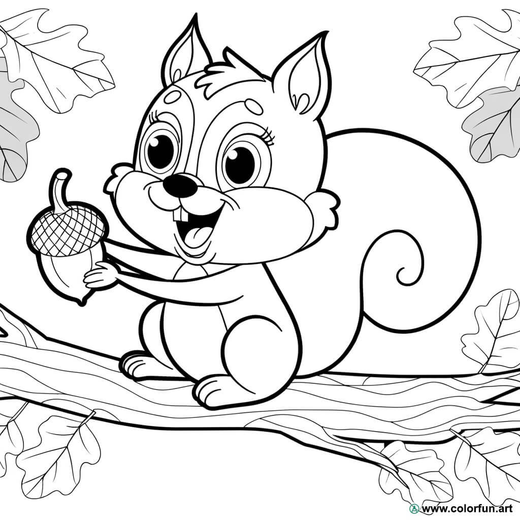 Cartoon squirrel coloring page Download or Print for free