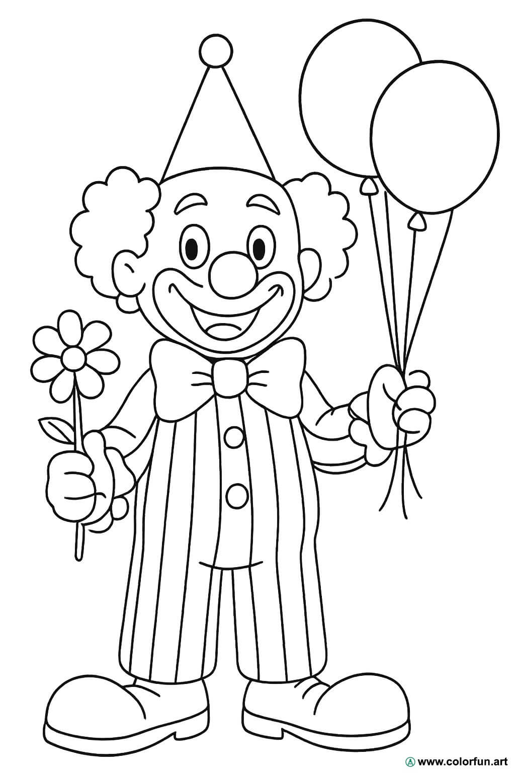 Coloriage d'un clown en costume à Télécharger ou à Imprimer gratuitement