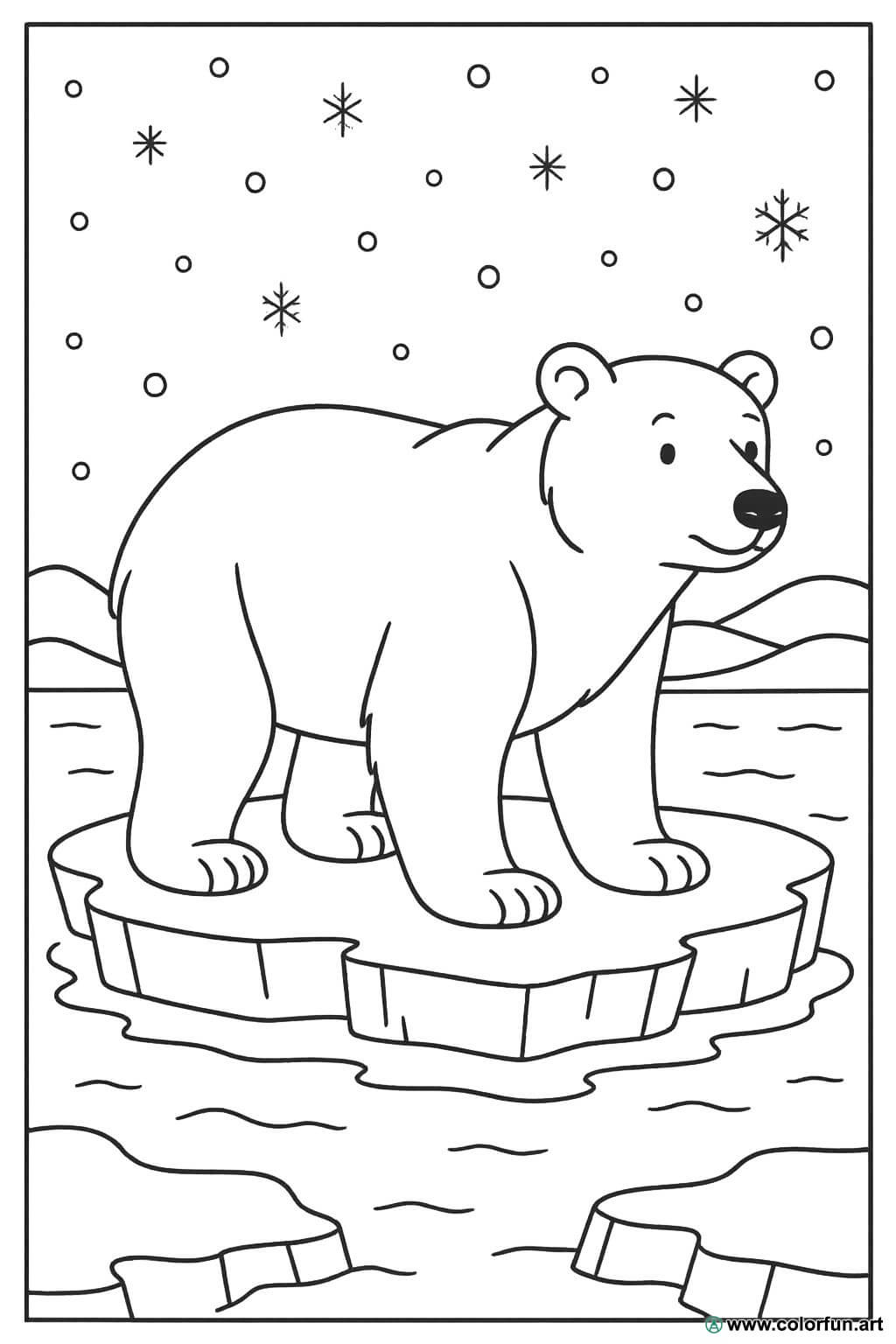 Disegno da colorare dell'orso polare in inverno Scarica o Stampa ...