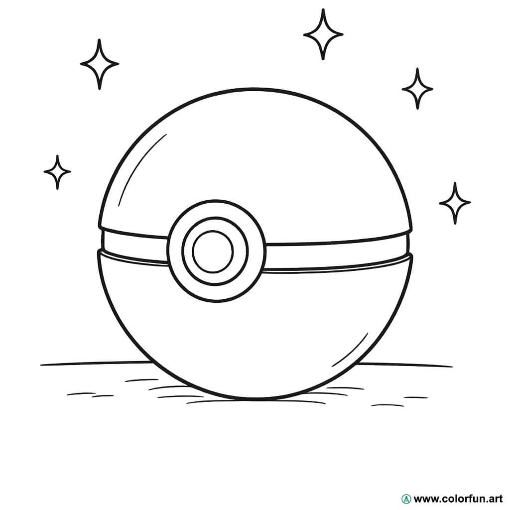 Dibujo para colorear de una Pokeball realista Descargar o Imprimir de ...