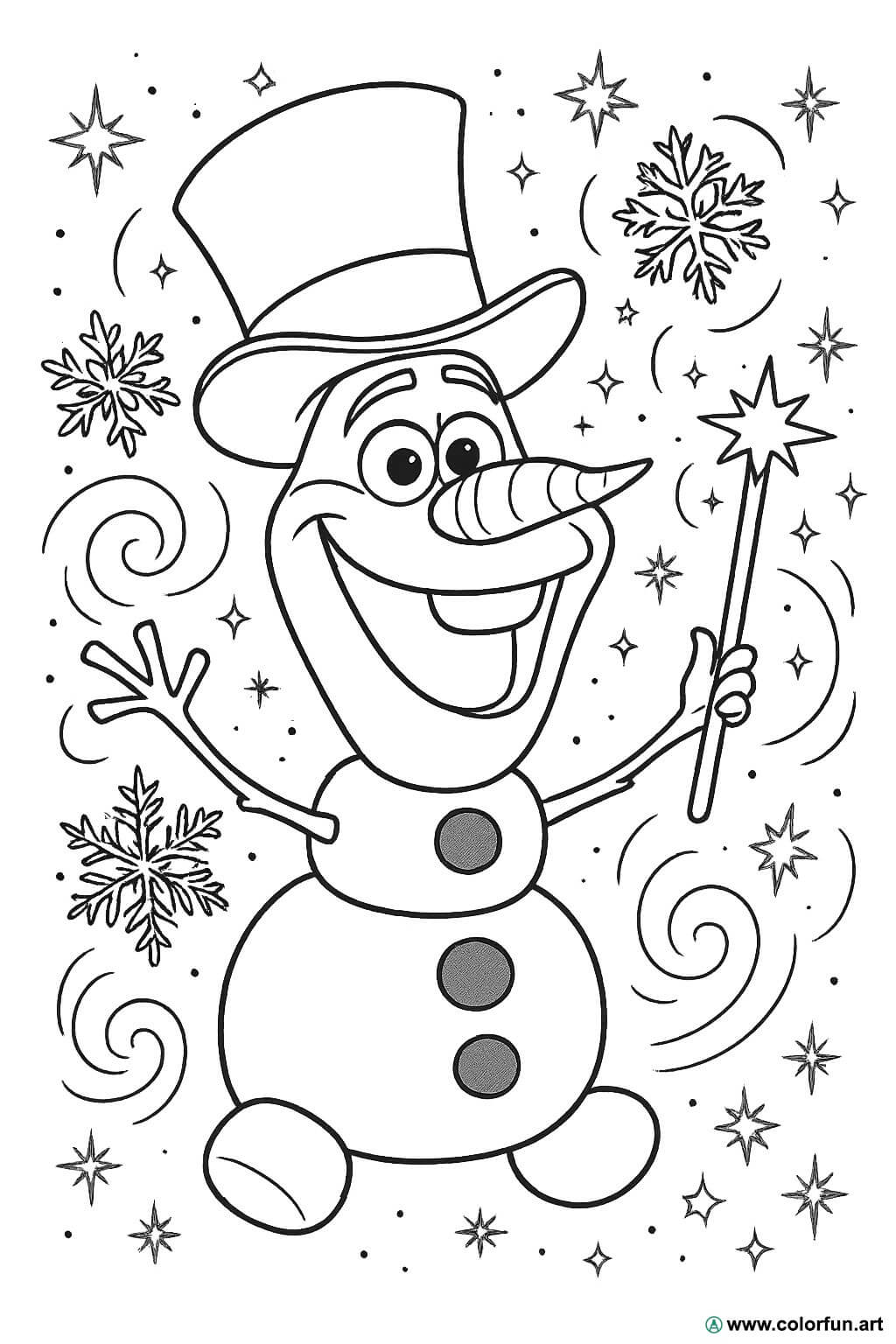 Desenhos para colorir do Olaf para uma aventura mágica Para Baixar ou ...