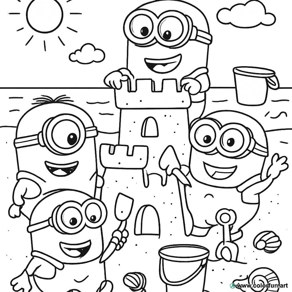 Creative coloring page of the Minions Download or Print for free