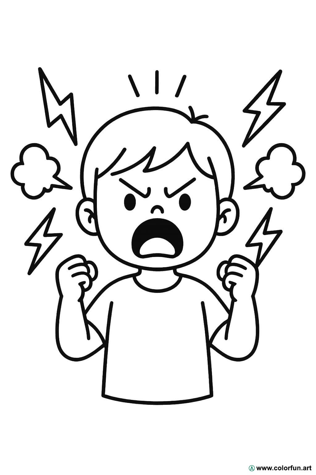 Dibujo para colorear de la emoción de la ira Descargar o Imprimir de ...