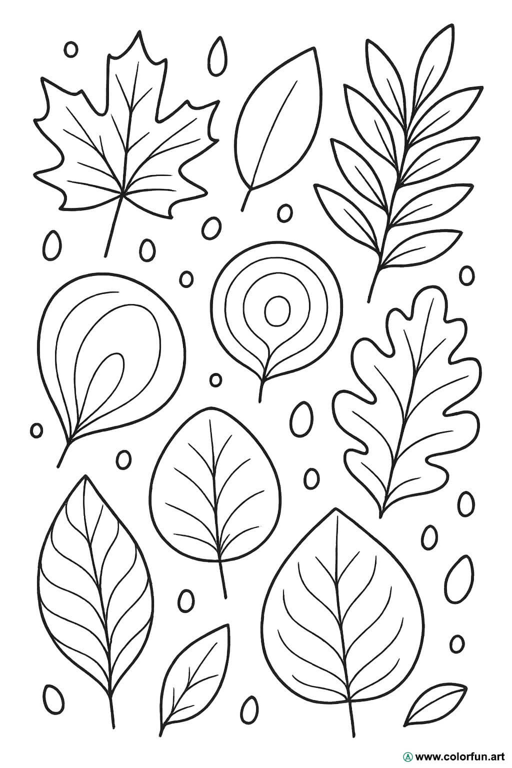 Watercolor tree leaf coloring page Download or Print for free