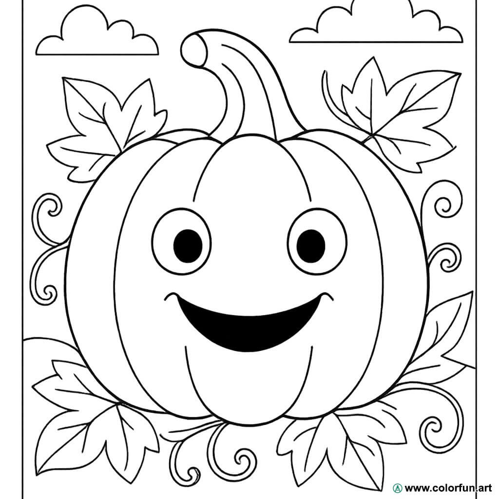 Smiling pumpkin coloring page Download or Print for free